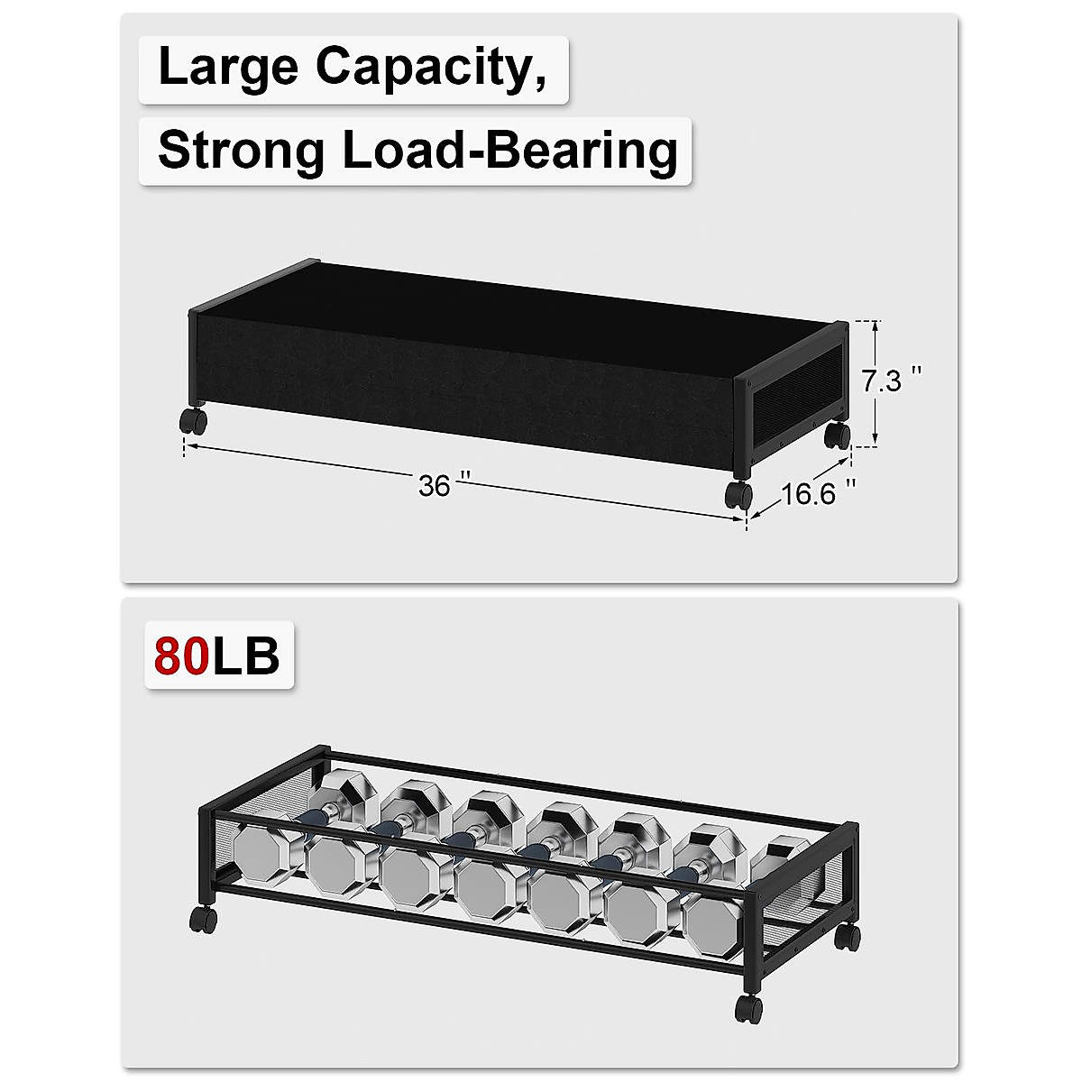 Fokyfok 2 pack Under the Bed Storage Containers,36" Underbed Storage with Wheels,Under Bed Shoe Storage,Under Bed Rolling Storage,Large Under Bed Storage,Underbed Drawers,Underbed Storage with Lid