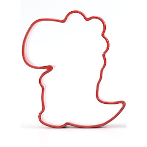 Dinosaur Cookie Cutter 5“, Dinosaur Biscuit Cutter, Cookie Cutter for Baking, Cookie Cutter for Kids, Metal Cookie Cutter Coated with Red Top Rubber for Protection