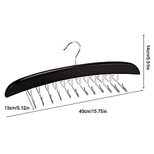 SunTrade Wooden Tie Hanger,24 Tie Organizer Rack Hanger Holder Hook (Black, 24 Hooks)