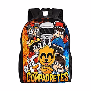 Hei Bai.JZQ Outdoor Durable Multifunction Casual Canvas Bag Cartoon Backpack Daypack Bookbag