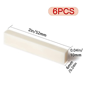 Cheerock 6Pcs Guitar Bone Nuts, Blank Guitar Bridge Saddle and Nut, Pure Bone Nut for Electric Bass Acoustic Classical Guitar Mandolin Banjo Ukulele DIY