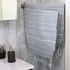 Clotho Turkish Hand Towel for Bathroom Set of 4 | Decorative Towels 4 Pack for Kitchen | Lightweight Travel Hand Towel for Hair Gym Yoga - 100% Cotton 18 x 40 Inches (Silver Gray)