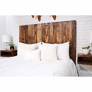Barn Walls Solid Wood King Size Headboard, Foxy Brown Stain with Smooth Natural Wood Grain Variation, Handcrafted Head Board Wall-Mounted Panels, Rustic Modern Bedroom, Built to Last
