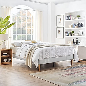 Classic Brands Eternity Soft Grey Upholstered Bed Frame, Queen