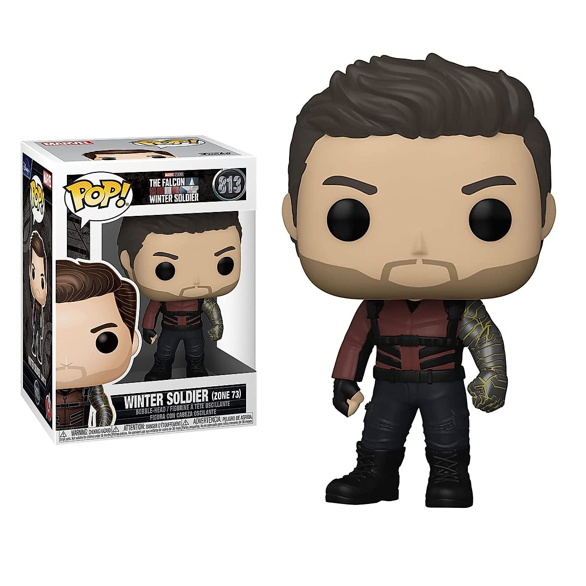 Winter Soldier (Zone 73) Funko Pop Protector Bundle - Marvel: Falcon and The Winter Soldier - Winter Soldier (Zone 73) Pop Figurine 3.75 Inch with Clear Plastic Pop Protector Case