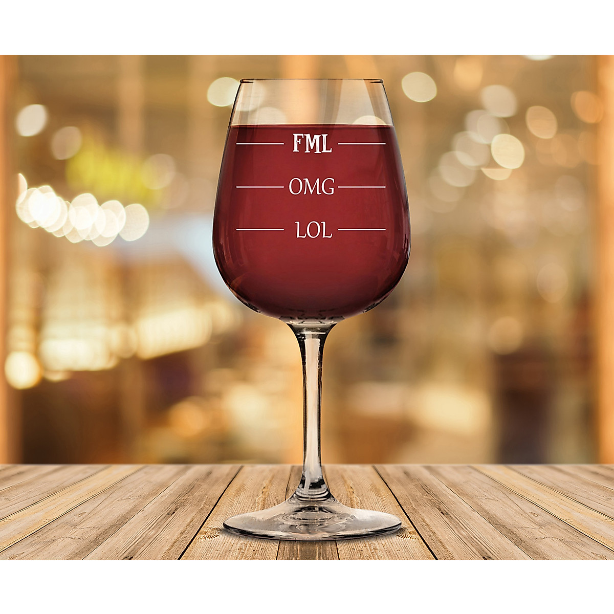 LOL-OMG-FML Funny Wine Glass - Wine Gifts for Women, Mom - Unique Gag Gift for Friends, Sister, Wife - Cool Bday, Birthday Present Idea from Him, Husband - Fun Novelty White Elephant Gift