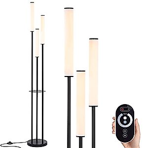 ZEROUNO LED Floor Lamp, Modern Floor Lamp with Remote Control& Stepless Dimmable, 3-Light with Foot Switch, Brightness Adjustable Standing Lamp for Living Room, Bedroom, Study and Office.