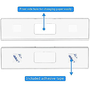 NIUBEE 12 Pack Acrylic Wall Name Plate Holder 2x8 Inch,Clear Plastic Sign Holder Horizontal with Double Sided Tape,Door Name Plates Set Small License Plates Frame for Office Home Classroom Teacher