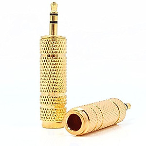 Wakaka 2 Pack 3.5mm Male Plug to 6.5mm Female Jack Audio Stereo Headphone Adaptor Converter Microphone Audio with 24K Gold Plated