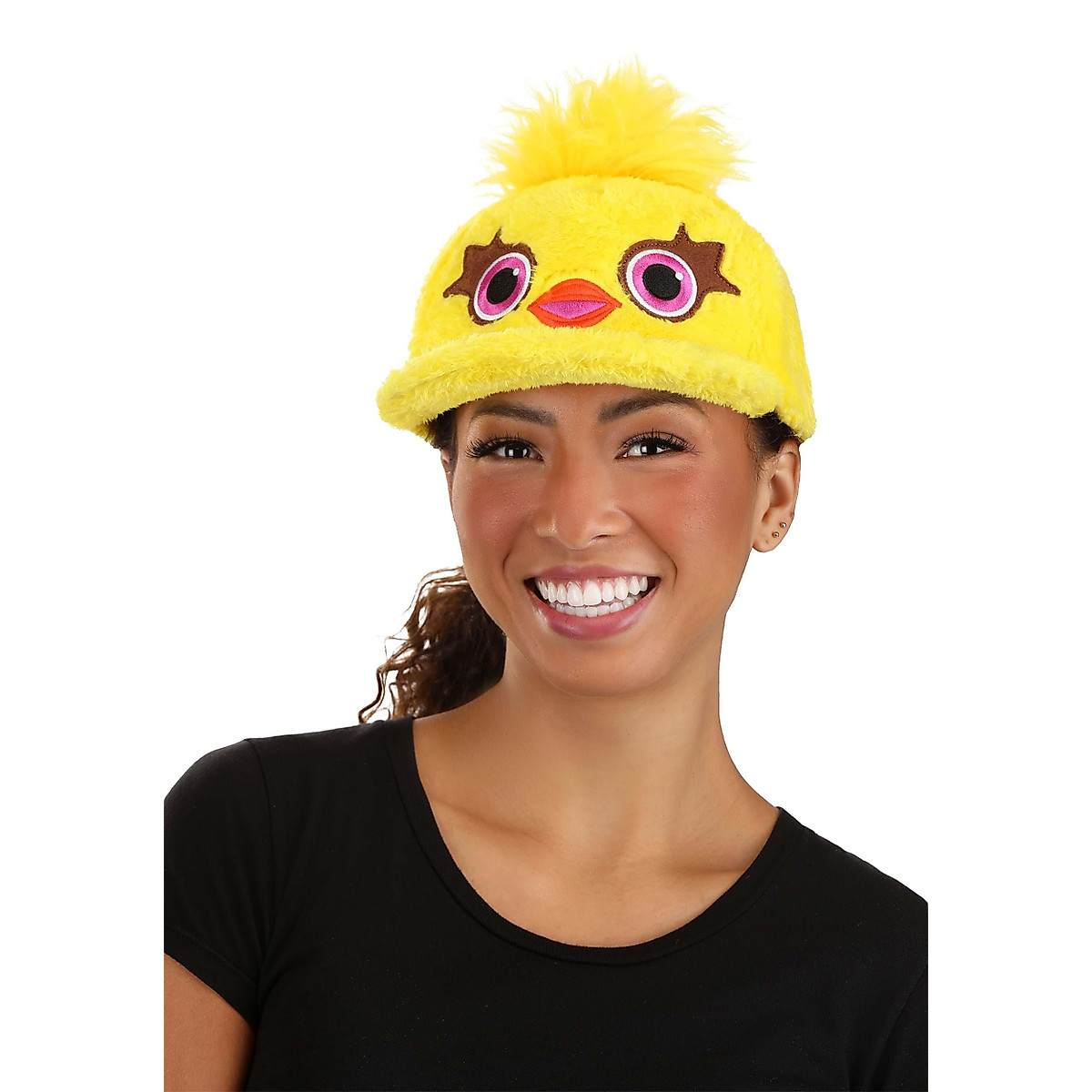 elope Disney Ducky Toy Story Fuzzy Cap - Faux Fur with Embroidered Features - One Size Fits Most - Yellow