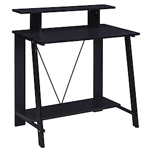 Acme Nypho Wooden 2 Shelves Writing Desk with Metal Frame in Black