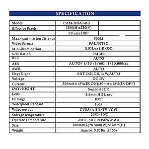 Night Watch Security 1 Pack Analog HD 720p Wired Bullet Camera (Black, Camera Only, Compatible with Night Owl DVRs Certified)