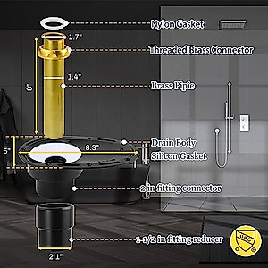 Freestanding Tub Drain Rough-in Kit for Freestanding Bathtub,with Brass Pipe and ABS Pipe,CUPC Certification (Patent No US11168467B2)