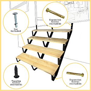 3 Packs metal stair step stringers, 4 step steel riser stringer for 34.7inch height deck(Matt black)