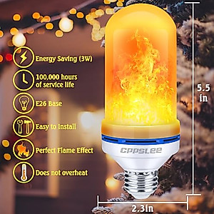 CPPSLEE LED Flame Light Bulbs, 4 Modes Flickering Light Bulbs, E26 Base Fire Flame Bulb, Halloween, Christmas Party Porch Outdoor and Indoor Home Decorations(Yellow, 2 Pack)
