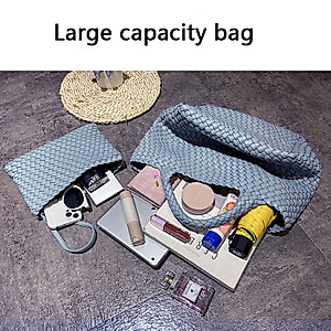 JINMANXUE Fashion Woven Bag Shopper Bag Travel Handbags and Purses Women Tote Bag Large Capacity Shoulder Bags (Apricot)