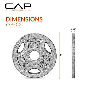 CAP Barbell Standard 1-Inch Grip Weight Plates 2.5 lbs Gray, Pack (x4) (RWPIS-002.5)