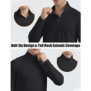 Sun Shirts for Men UV Protection UPF 50+ Rash Guard Shirt Long Sleeve Running Shirts for Men Fishing Shirts for Men Summer Shirts Black