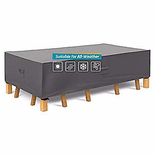 Patio Watcher Patio Furniture Covers Durable Water Resistant Outdoor Rectangle & Chair Sofa Set Cover with Secure Buckle Straps-Grey-L-108 L x 82" D x 23" H