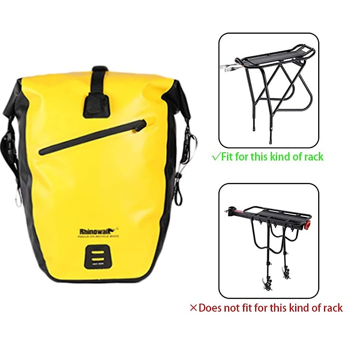 Rhinowalk Bike Pannier Bag Waterproof Rack Bicycle Bag 27L, Bike Bag Rack Saddle Bag Shoulder Bag Laptop Pannier Bike Accessories-Yellow