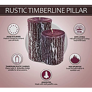 Hyoola Timberline Pillar Candles - 6 Pack - Purple Pillar Candles - European Made Rustic Pillar Candle - 3 Inch x 5 Inch