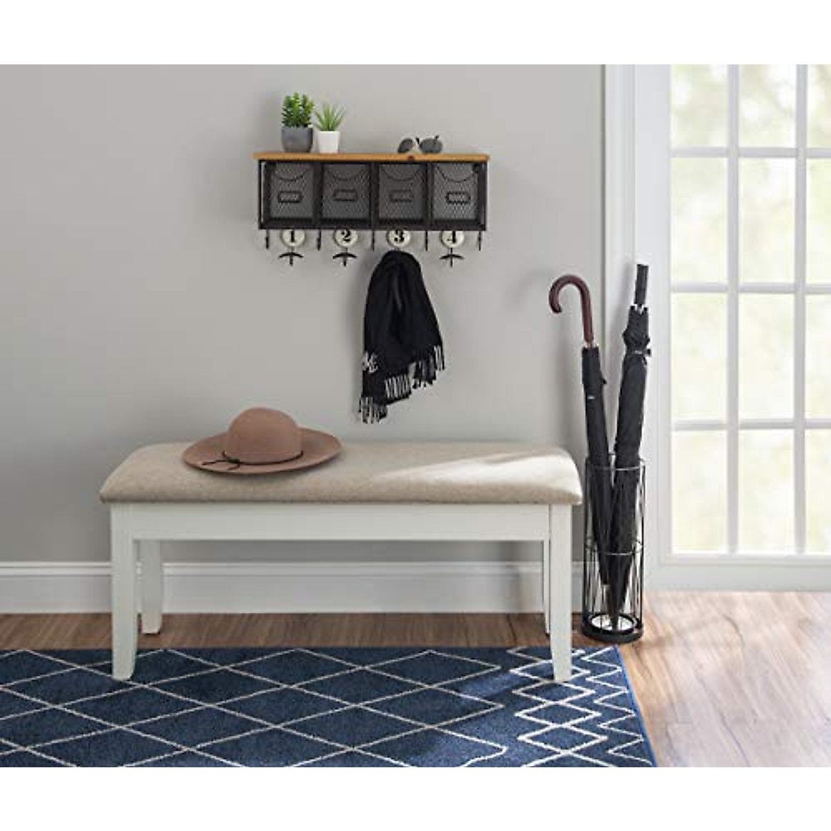 Powell Company Jane White and Beige Dining Storage Compartment by Powell Bench