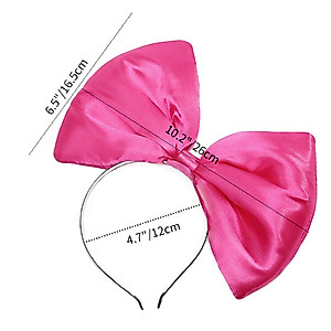 BUYITNOW Women Huge Bow Headband Cute Bowknot Hair Hoop for Halloween Cosplay, Hotpink, One size