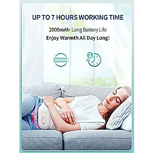 Slimpal Heating Pad for Cramps, Portable USB Cordless Heating Pad with Massager for Back Pain Relief, Heat Belt Gifts for Women White