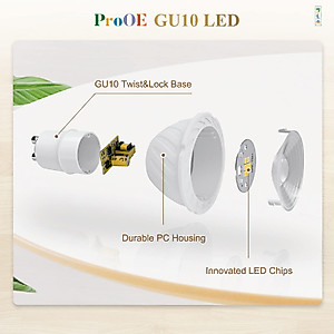 DiCUNO ProOE Eye-Protected GU10 LED Bulb, High CRI of 98, 5W Spotlight Bulb (50W Halogen Equivalent), 400LM and Daylight White 5000K, Replacement for Track Lighting and Recessed Lighting, 6 Pack