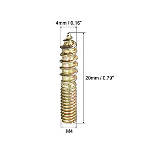 uxcell M4x20mm Hanger Bolts, 120pcs Double Ended Thread Dowel Screws for Wood Furniture Connecting