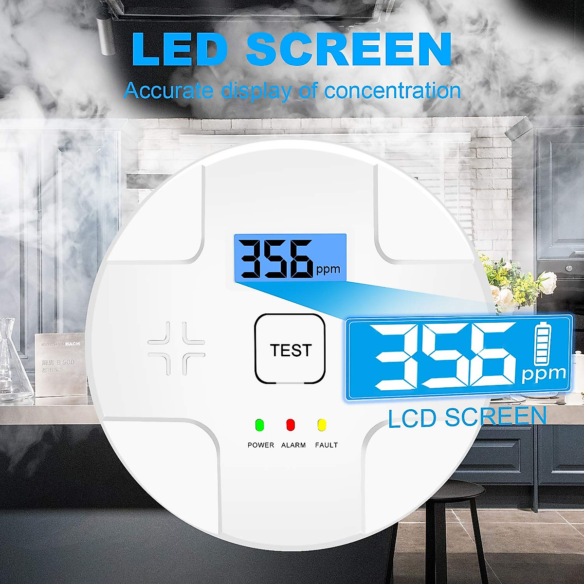 3 Pack Combination Smoke Carbon Monoxide Alarm Detector Battery Operated, Portable Smoke and Co Alarm for Home Bedroom Travel，Easy to Install