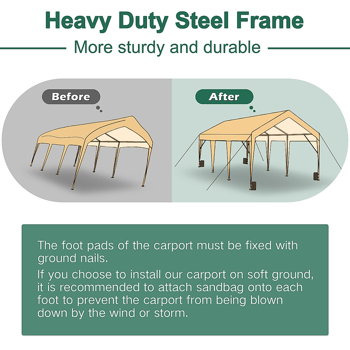 MARVOWARE 10x20ft Heavy Duty Carport with Removable Sidewalls & Doors, Rolling Curtain and Doors,Car Canopy Portable Garage for Automobile, Boat, Tools, Car Garage Tent for Market Party