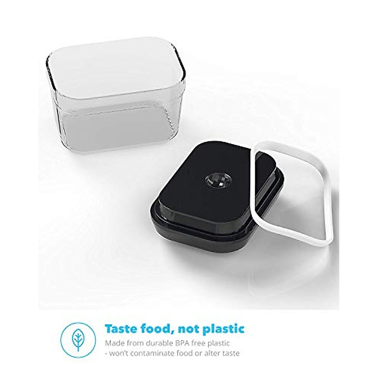 Zeppoli Air-Tight Food Storage Container Set | 5-Piece Set - Durable Plastic - BPA Free - Clear Plastic with Black Lids (2.0 qt/2.3 liters) (1.5 qt./1.7 liters) (0.9qt/1.0 liter) (0.35qt/ 0.38 liter)