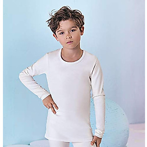 Brix Boys' Long Sleeve Tees - Tagless Crewneck Cotton Soft 4-pk Shirts. 2-20 (7-8 Years, White 4-Pack)