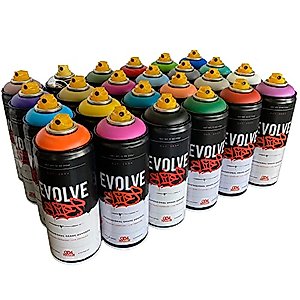 Evolve Elite 24 pack, Low Pressure - Assorted Colors - 12 oz Spray Paint Cans