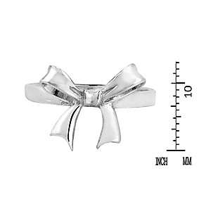 AeraVida Cute Little Bow or Ribbon of Sterling Silver Ring Size 6 for Adorable and Stylish Fashion Accesores for Women