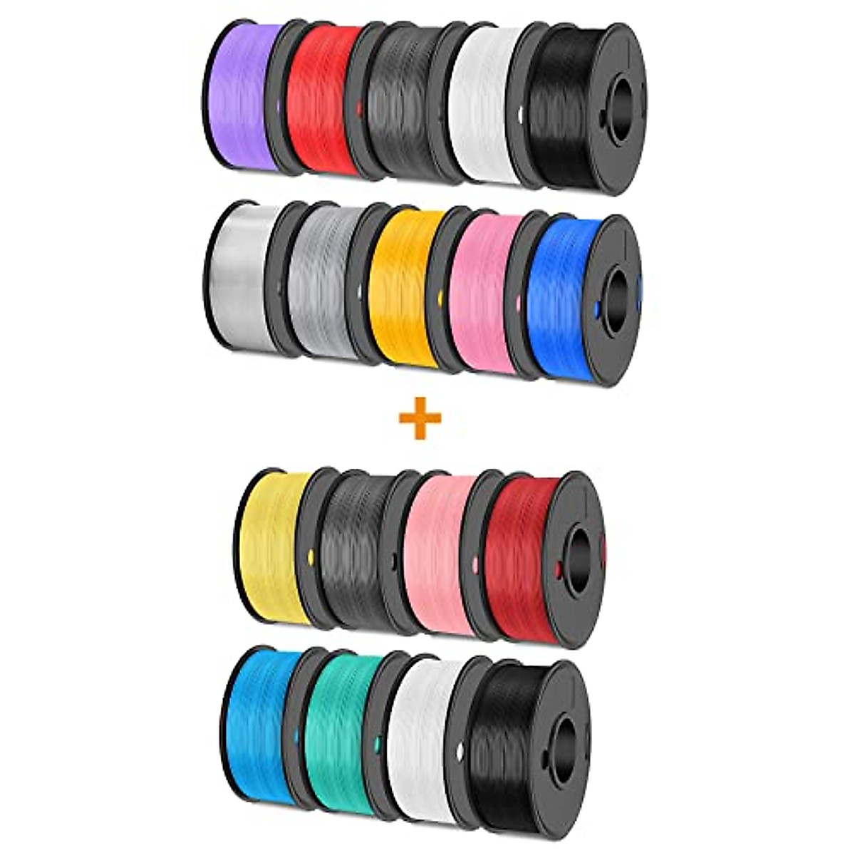 2500g 3D Printer Filament Bundle Multicolor, SUNLU ABS Filament&SUNLU META Filament, 10 Pack+8 Pack