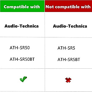 TaiZiChangQin SR50BT Ear Pads Ear Cushions Earpads Replacement Compatible with Audio-Technica ATH-SR50BT SR50 Wireless Over-Ear Headphone Protein Leather Black