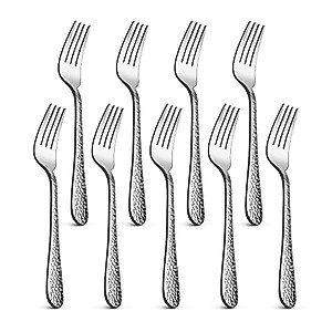 LIANYU 9 Pieces Children Stainless Steel Fork, Cute Kids Toddler Forks, Children Silverware Flatware Set, Kids Children Cutlery Set, Small Kid Utensil for Self Feeding, Mini Salad Fork