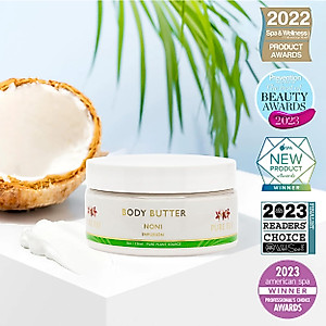 PURE FIJI Body Butter - Moisturizer Body Butter Cream - Face Cream and Body Lotion for Dry Skin with Natural Oils & Vitamin E, Body Butter For Women for Men,Noni, 8oz