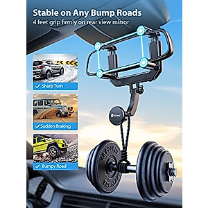 VICSEED Upgraded Magnetic Phone Mount for Car, [Big Rear Mirrors Friendly] Rear View Mirror Phone Holder, Strong Magnet Cell Phone Holder Car Cradle Hands Free Car Mount Fit All Mobiles & Vehicles