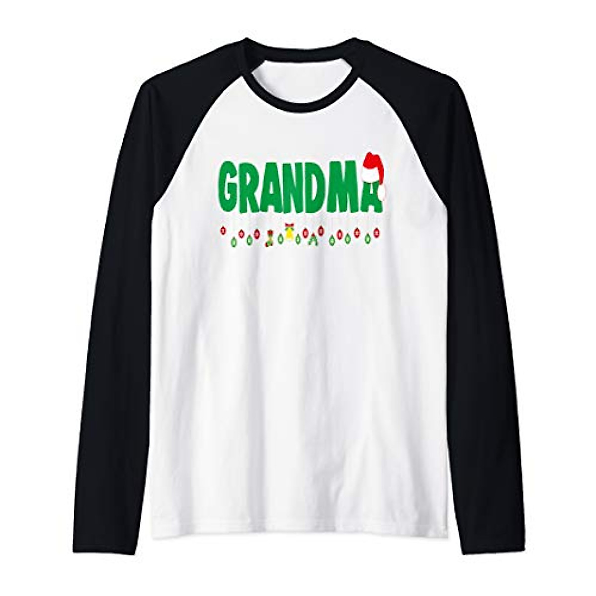 Christmas Grandma Santa Matching Family Raglan Baseball Tee