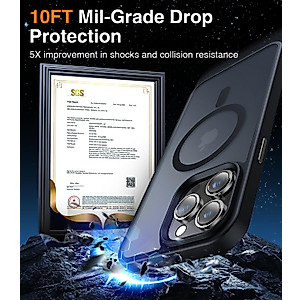 Meifigno Magic Mag Series Designed for iPhone 13 Pro Max Case, [Military Grade Protection & Compatible with MagSafe], Translucent Matte Back with Aluminum Alloy Keys, for iPhone 13 Pro Max 6.7", Black