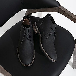 Jousen Men's Chukka Boots Lace Up Desert Ankle Boots Classic Causal Dress Boots For Men(AMY656A black 11)