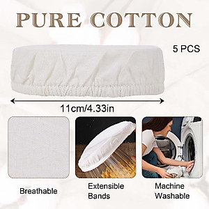 Jeffdad 5 Pack Pure Cotton Sourdough Jar Cover, Elastic Cloth Jar Covers Reusable Bread Proofing Starter Jar Cloth Covers Unbleached, Chemical-Free for Suitable for fits 3-4 inch bowl and Jar mouth