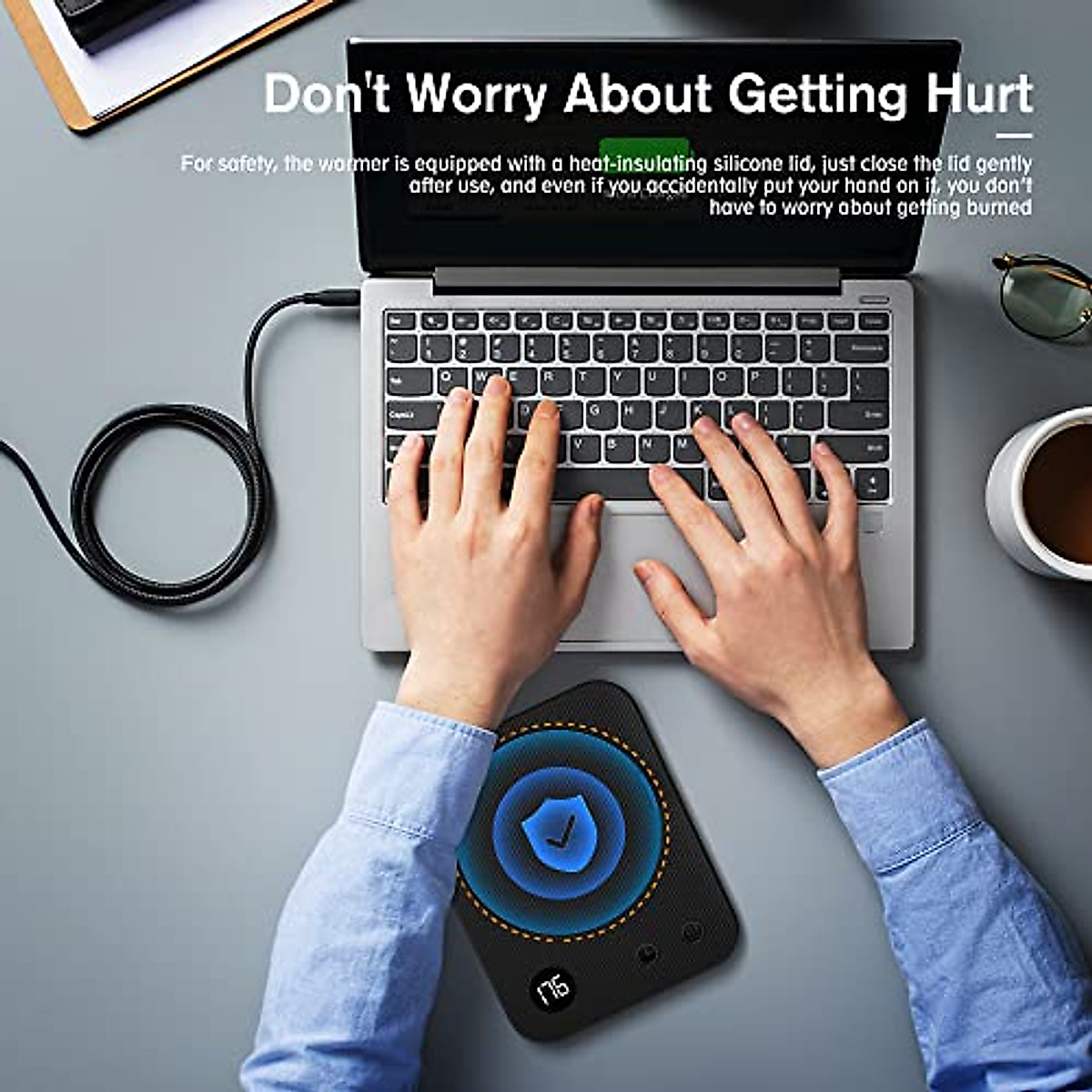 Electric Coffee Cup Warmer for Desk, Smart Coffee Mug Heater Warmer for Home Office, Warming Plate for Tea, Milk & Candle – ENIGMA (Black)