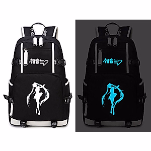 WANHONGYUE Hatsune Miku Luminous Laptop Backpack Rucksack Book Bag Casual Dayback Black-3