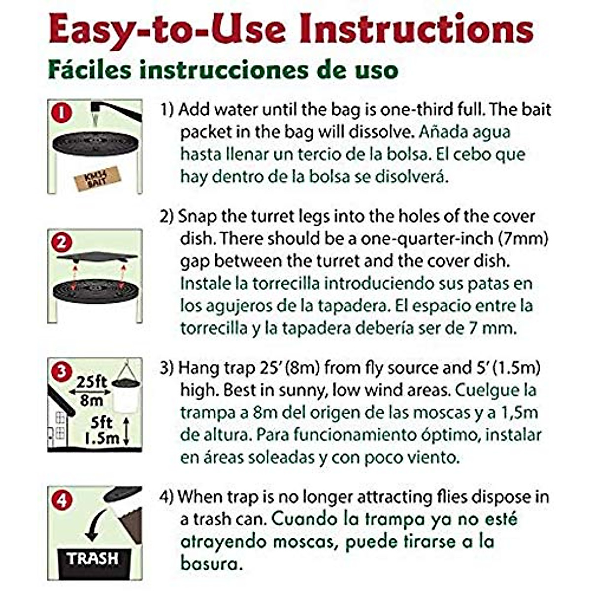 Flies Be Gone Fly Trap - Disposable Non Toxic Fly Catcher - Made in USA - Natural Bait Trap for Patios, Ranches. Easy to Use Outdoor Fly Traps, Keeps Flies from Coming Indoors (2 Pack)