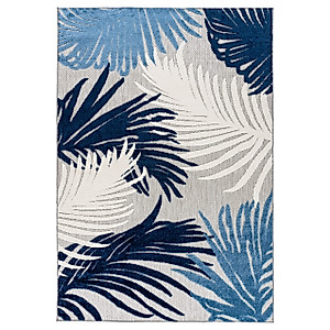 Rugshop Lucca Contemporary Floral Indoor/Outdoor Area Rug 6' 6" x 9' Navy