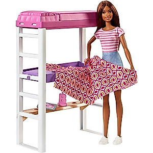 Barbie Doll and Furniture Set, Loft Bed with Transforming Bunk Beds and Desk Accessories, Gift Set for 3 to 7 Year Olds​​​​